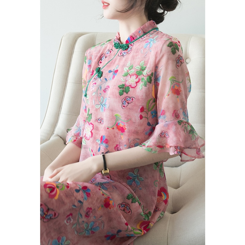 Chinese Traditional Style Cheongsam Woman Silk Sat... – Grandado