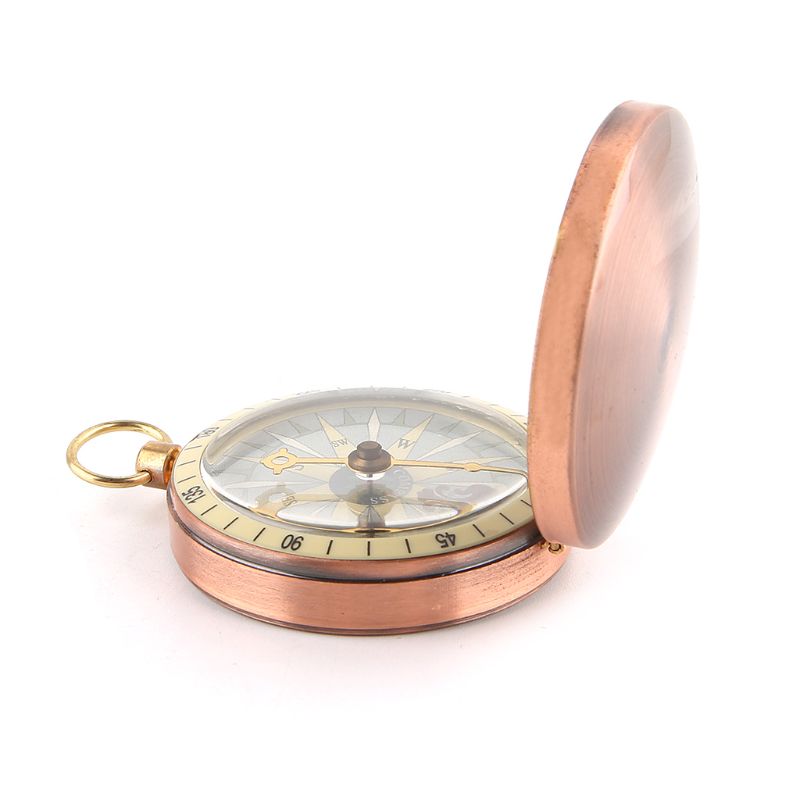 Vintage Copper Flip Cover Metal Pocket Watch Compa... – Grandado