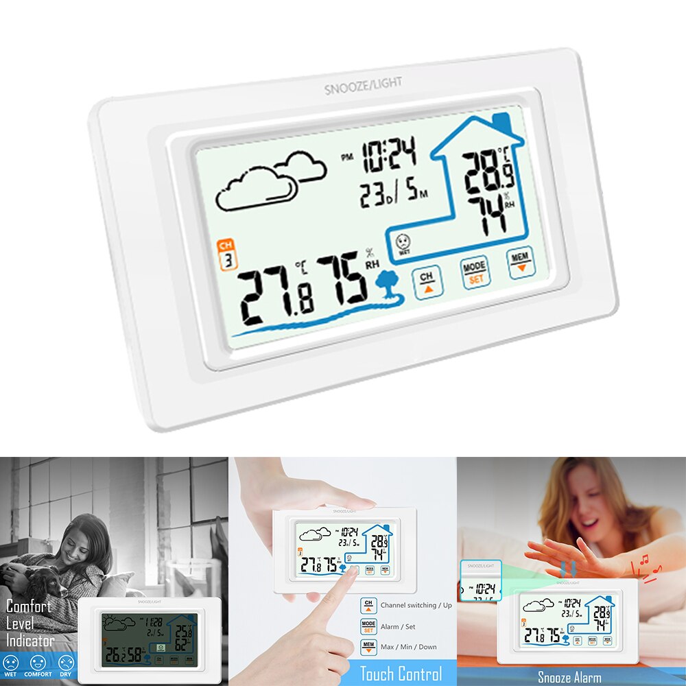 Digital Wireless Hygrometer Touch Screen Weather S... – Vicedeal