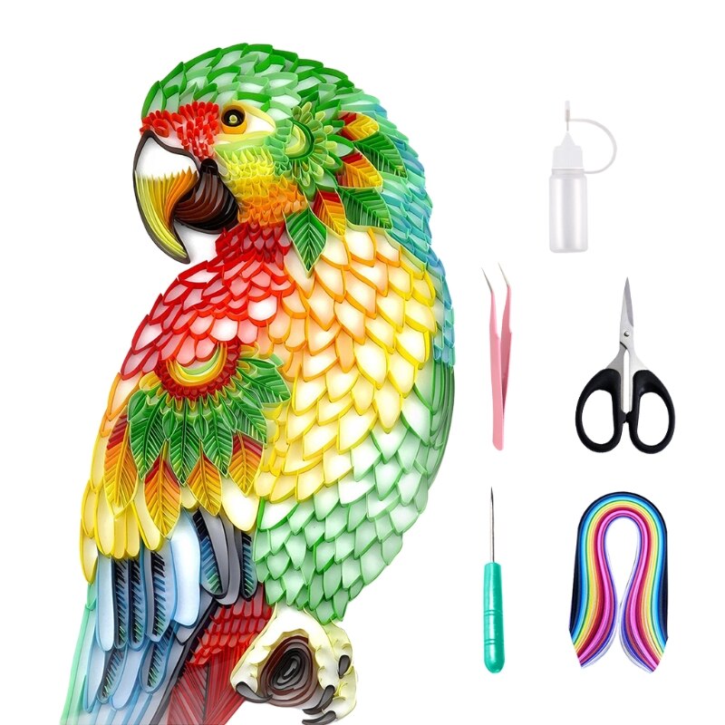3D Rainbow Parrot Quilling Paper Filigree Painting... – Grandado