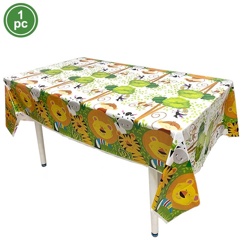 Cartoon Lion Tablecloth Jungle Animal Party Dispos... – Grandado