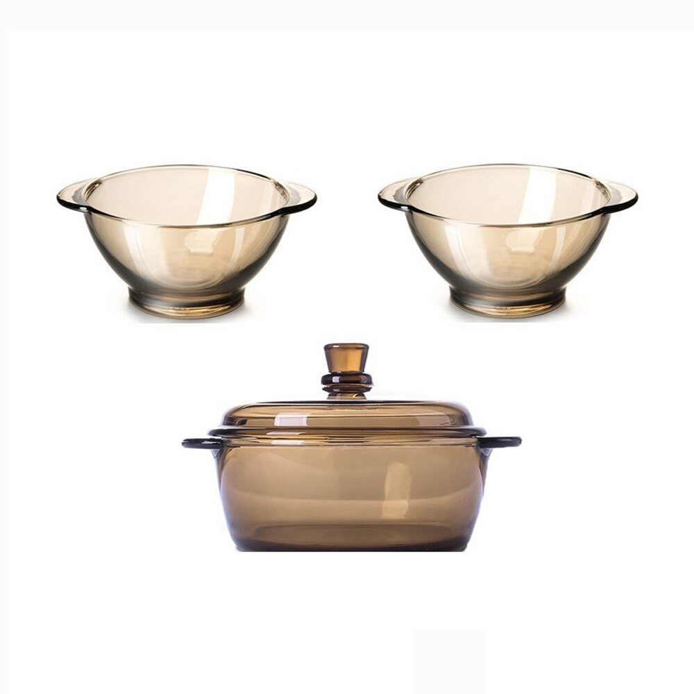 3 Pcs Glass Casserole Baking Dish Set with Lid Bro... – Grandado