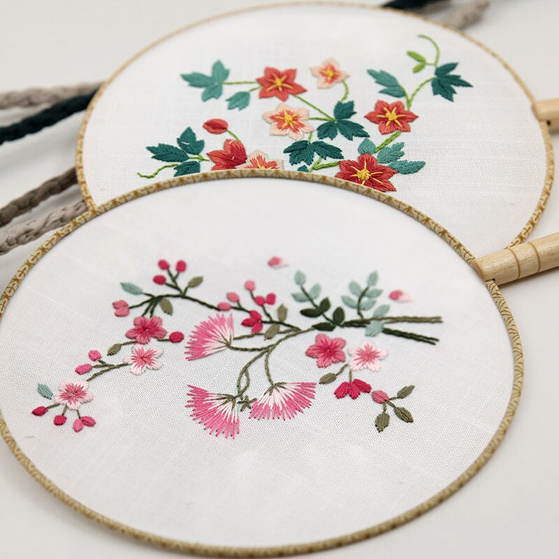 Chinese Flower Embroidery Fan Kit DIY Cross Stitch... – Vicedeal