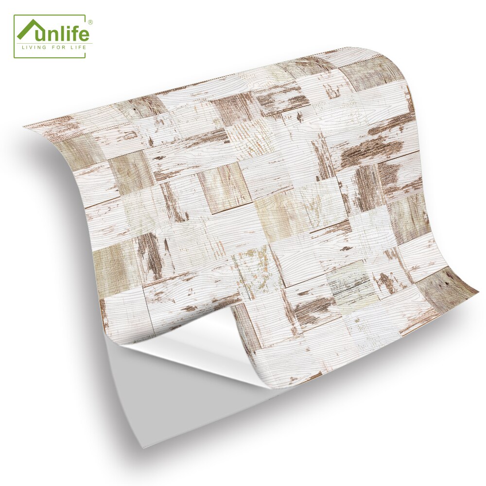 Funlife® Light Brown Wood Mosaic Tile Sticker Peel... – Grandado