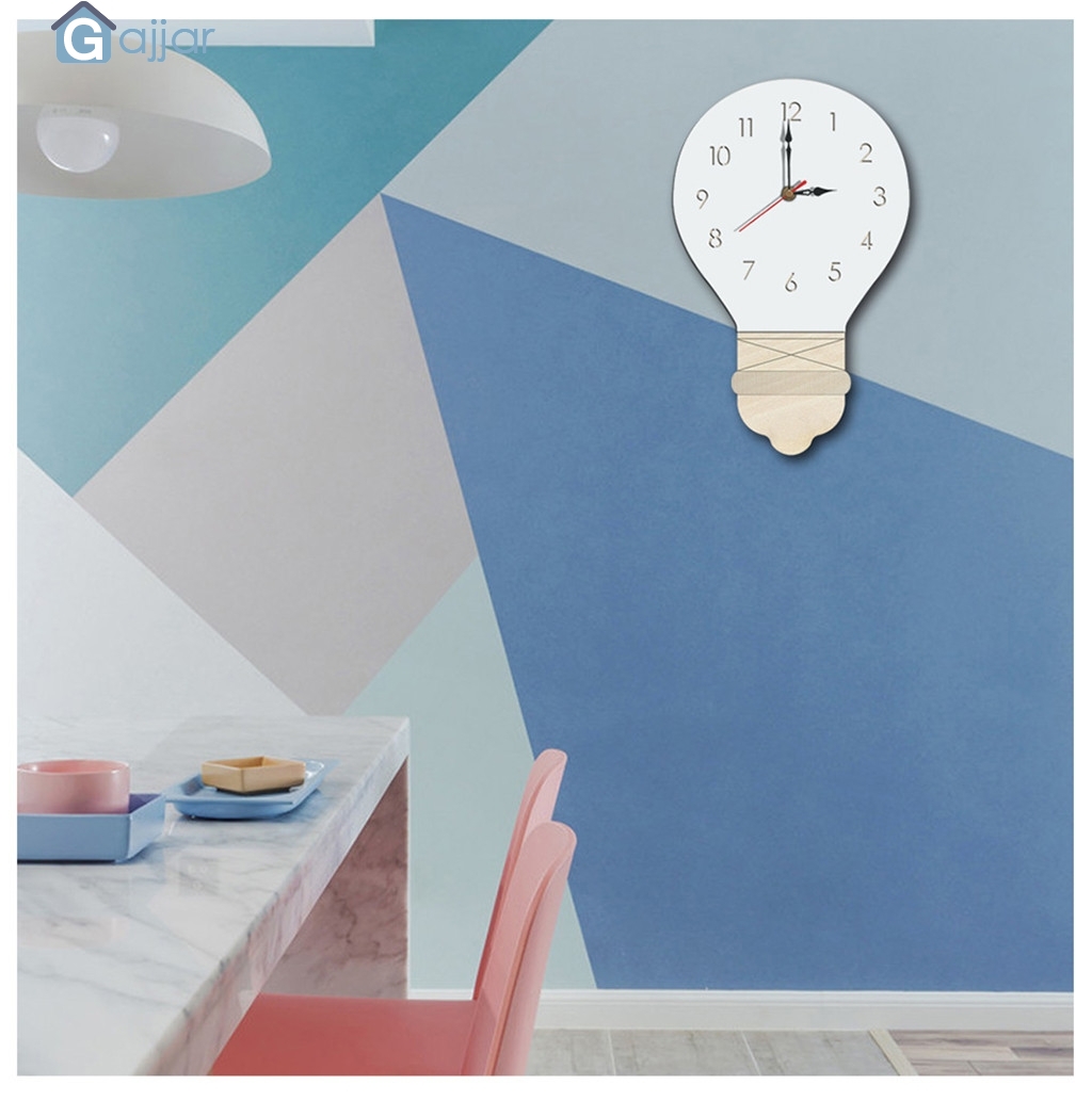 Cute Wall Clock Nordic Style Light Bulb Silent Woo... – Grandado