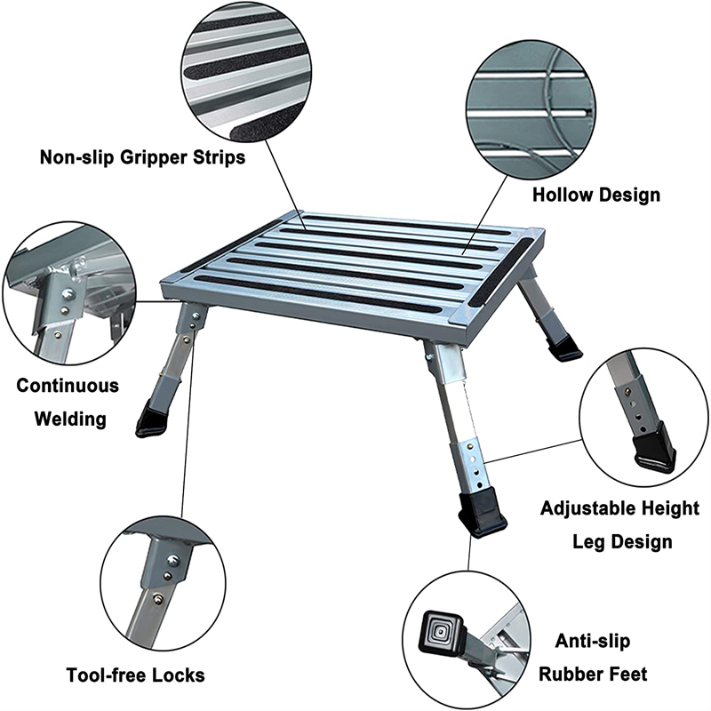 RV Platform Step Stool Adjustable Height Aluminum ... – Grandado