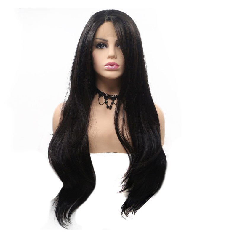 Bombshell Black Long Natural Wave Synthetic Lace F... – Vicedeal