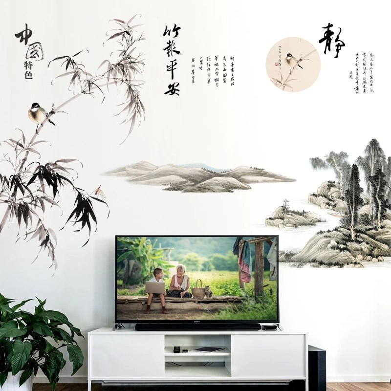 Large Landscape Wall Sticker Vintge Poster TV Livi... – Grandado