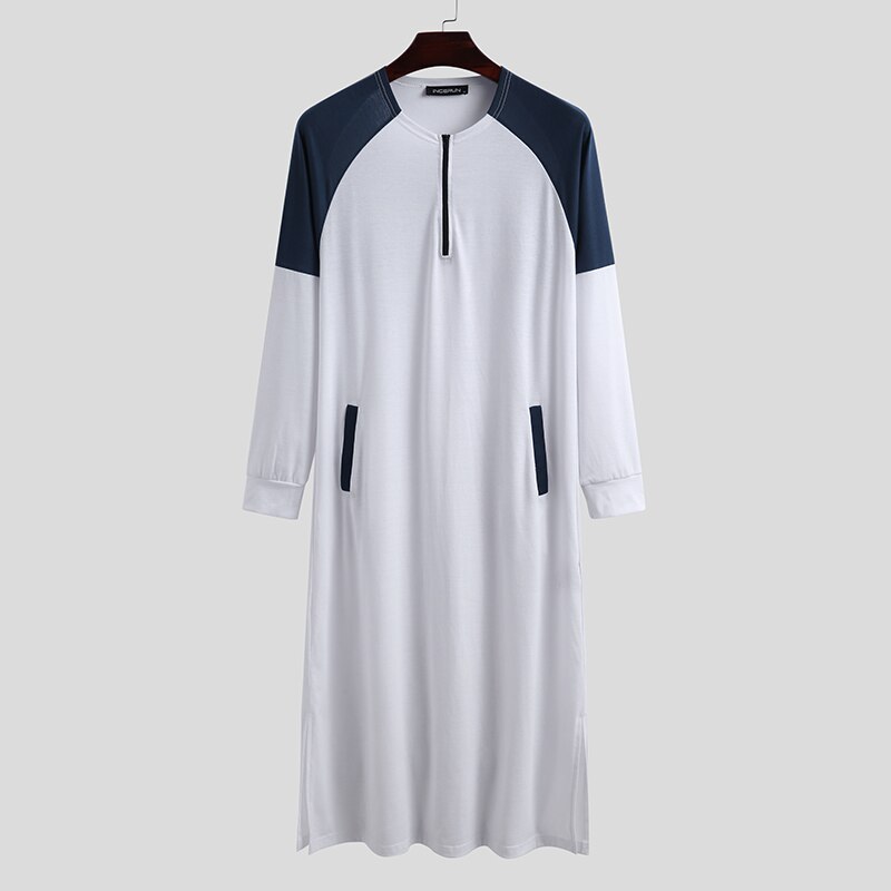 INCERUN Men Muslim Kaftan Patchwork Long Sleeve Ca... – Grandado