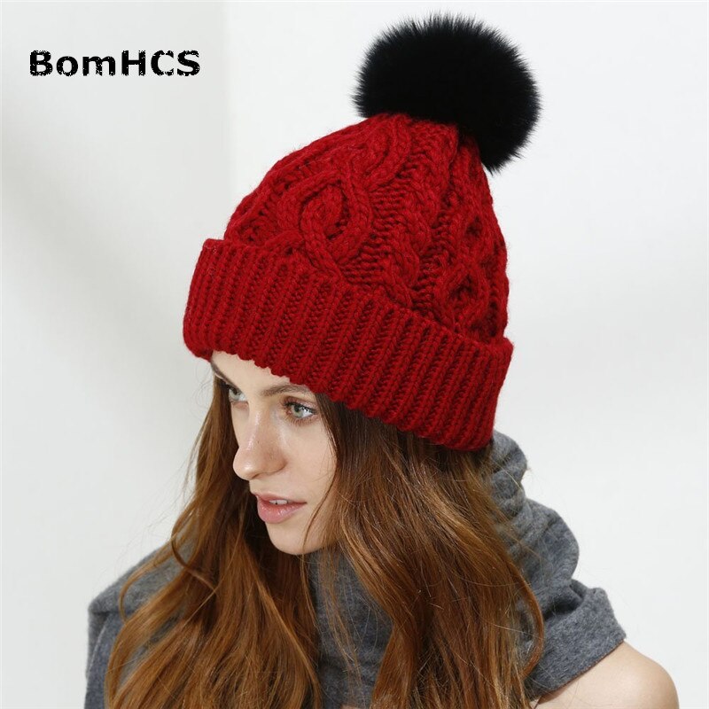BomHCS frauen Winter Handgemachte Gestrickte Beani... – Vicedeal
