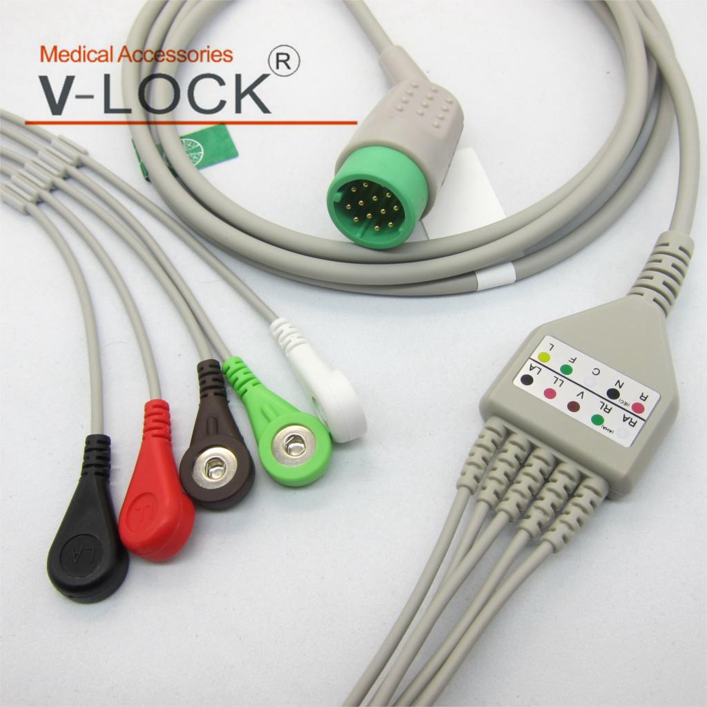 One-piece ECG cable with 3leads,snap for Medtronic... – Vicedeal