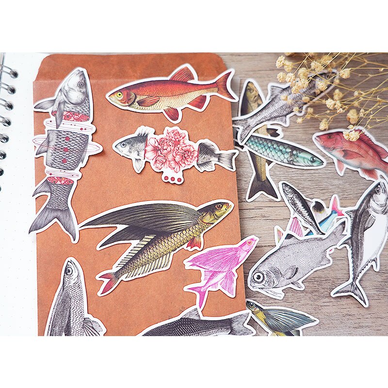 16pcs Flying fish vintage Stickers Crafts Scrapboo... – Vicedeal