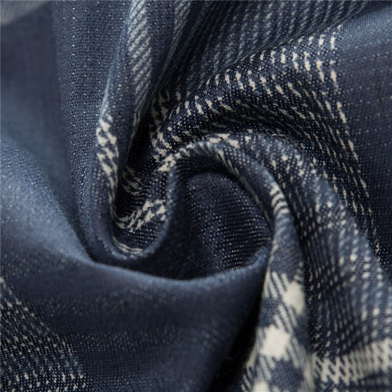 Zomer Herfst Mannen Lange Mouw Patchwork Plaid Den... – Grandado