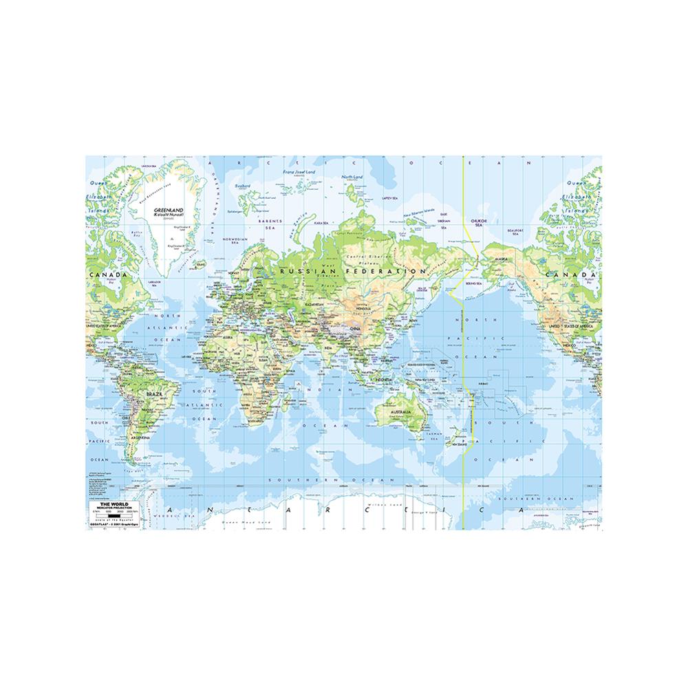 150x225cm The World Map Mercator Projection Vinyl ... – Grandado