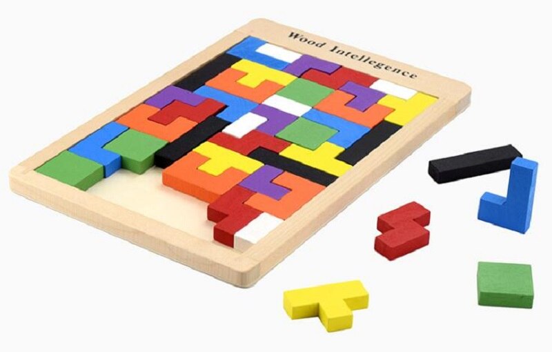 Colorful Wooden Jigsaw Puzzle Tetris Game Educatio... – Grandado