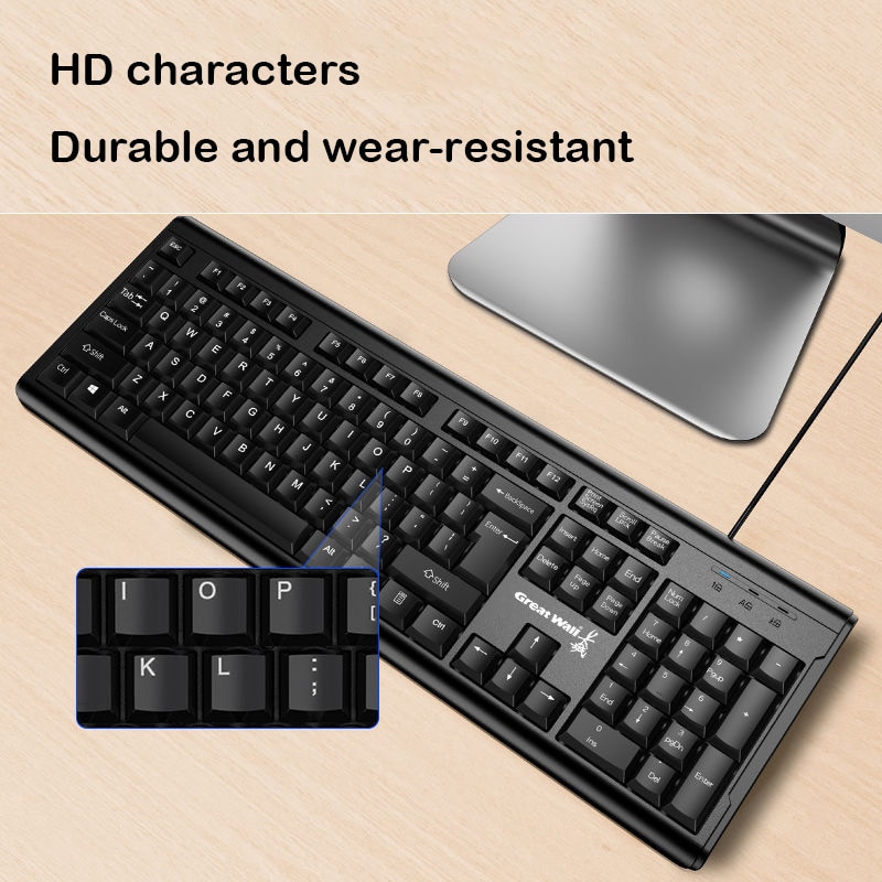 104 Keys Wired Keyboard Mouse Set waterproof Offic... – Grandado