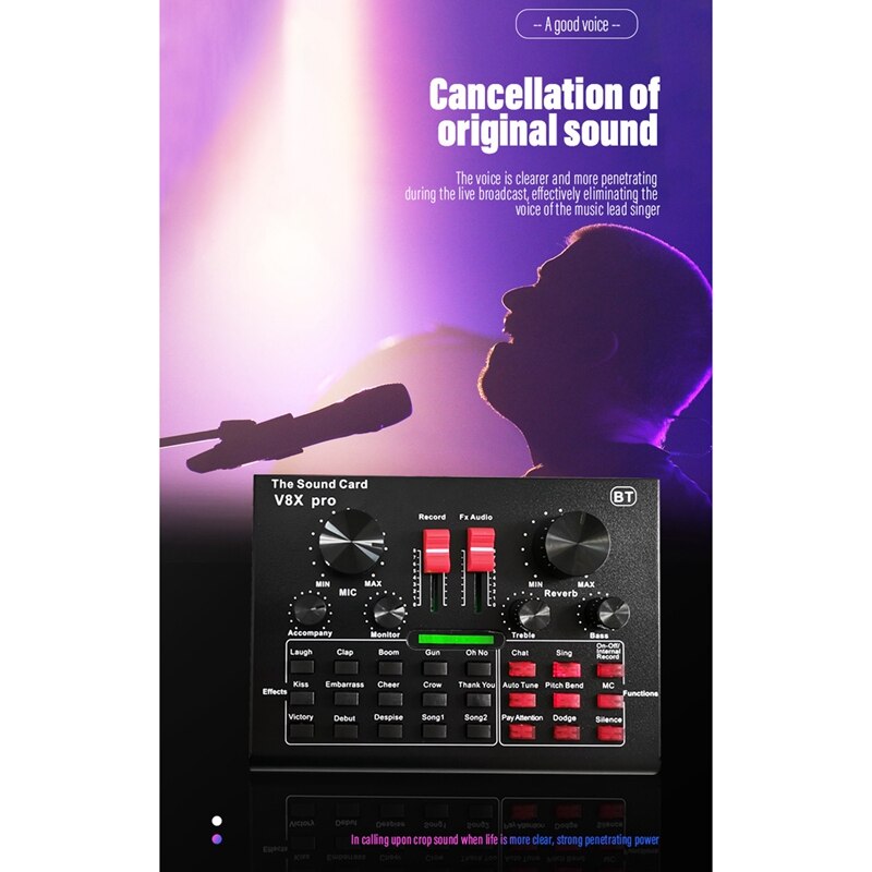 V8X Pro Audio Mixer Live Geluidskaart Bluetooth Us... – Vicedeal