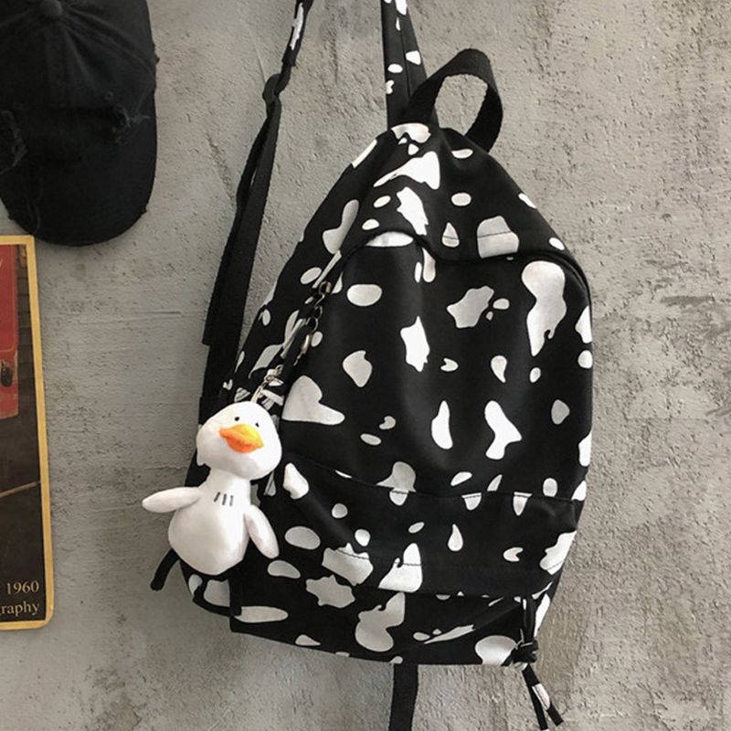 Cute Milk Cow Printing Canvas Backpack School Bag ... – Vicedeal