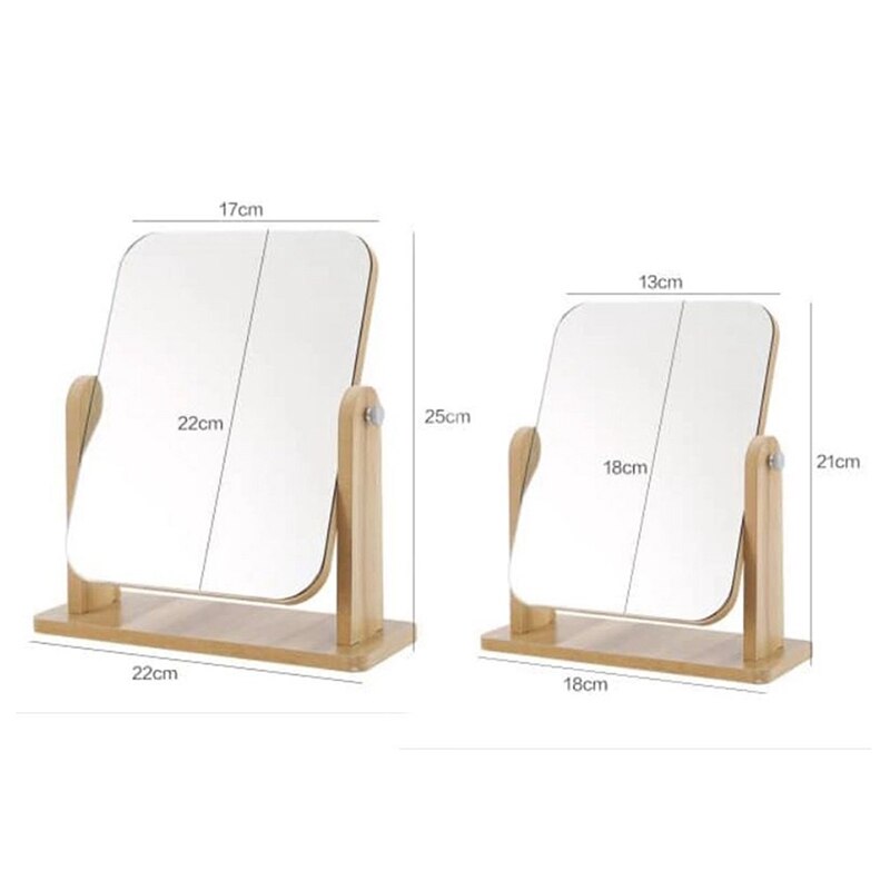 Wooden Makeup Mirror 360 Degree Rotating Wooden Mi... – Vicedeal