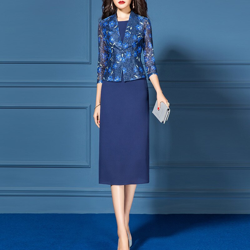 Women's Dress Suit Spring Summer Thin Blazer 2 Two Piece Women Sets ...
