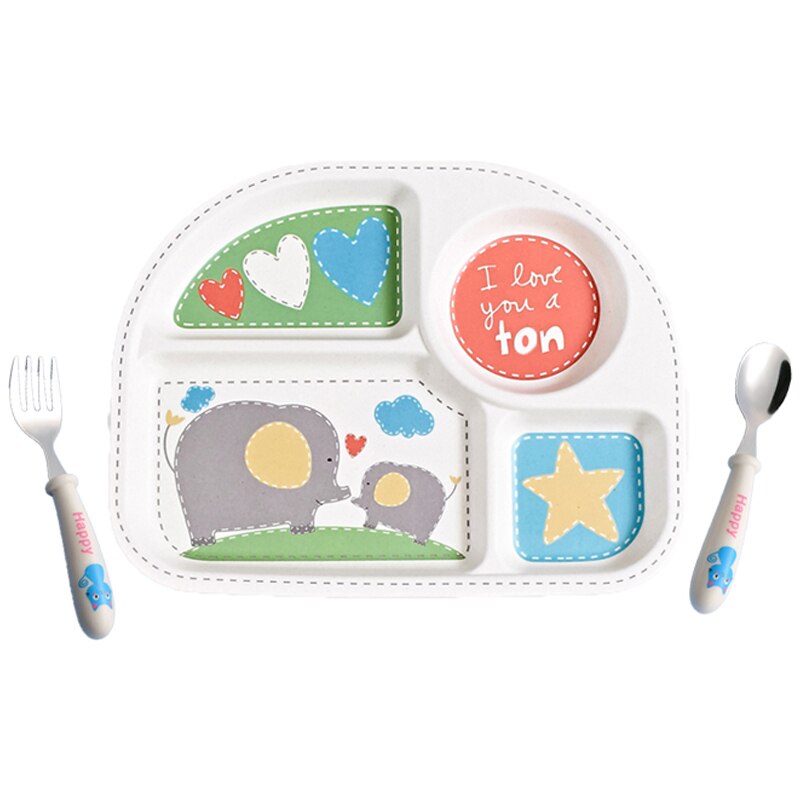 Baby Feeding Plate Cute Cartoon Printing Divided K... – Vicedeal