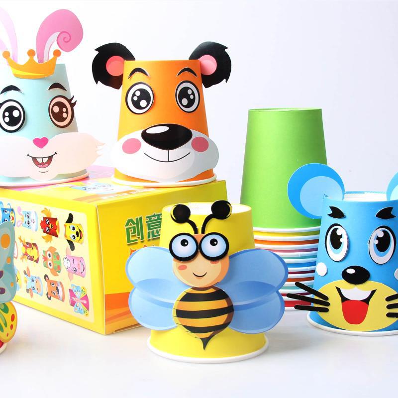 12pcs Children 3D DIY handmade paper cups sticker ... – Grandado