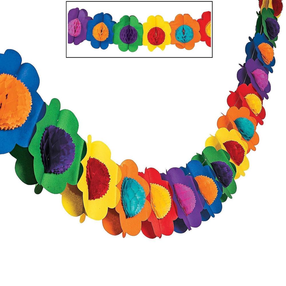 Hawaii Multicolor Tissue Flower Garland Novelty Ra... – Grandado