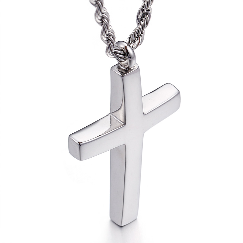HaoYi Stainless Steel Smooth Cross Pendant Necklac... – Grandado