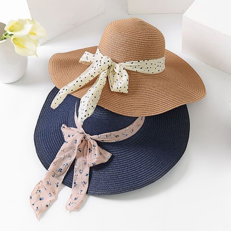 Sombreros de paja flexibles de ala grande y ancho para verano ...