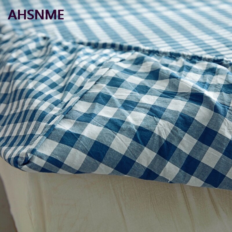 AHSNME Dark blue plaid 100% Cotton sheets Super So... – Vicedeal