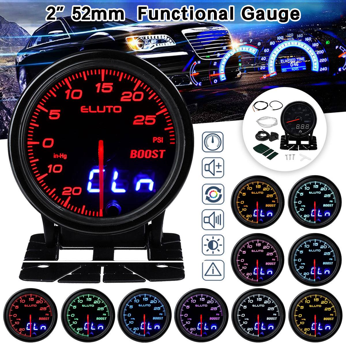 2" 52mm Dual Digital Turbo Boost PSI Bar Water Oil... – Grandado