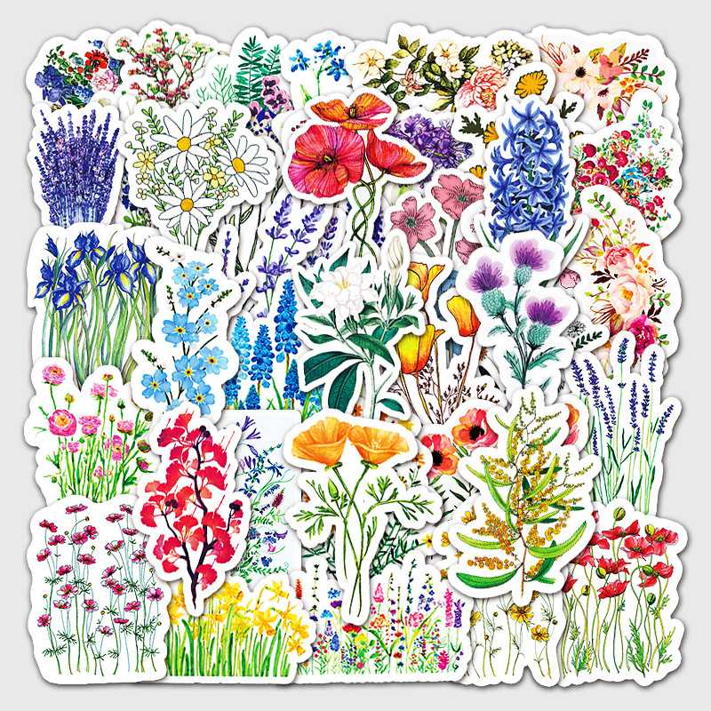 50pcs/set Flower Theme Sticker Waterproof for Car ... – Grandado
