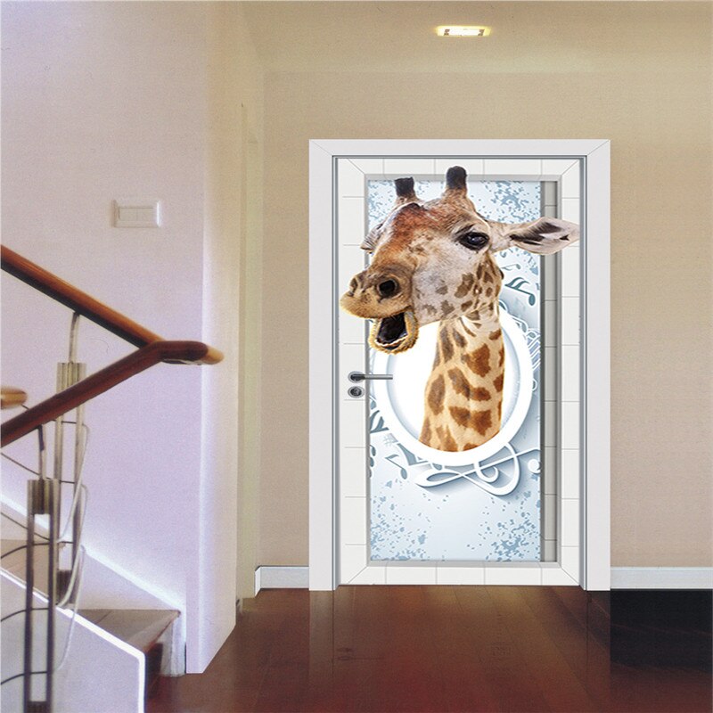 Brief Style Giraffe Head Door Sticker Peel and Sti... – Grandado