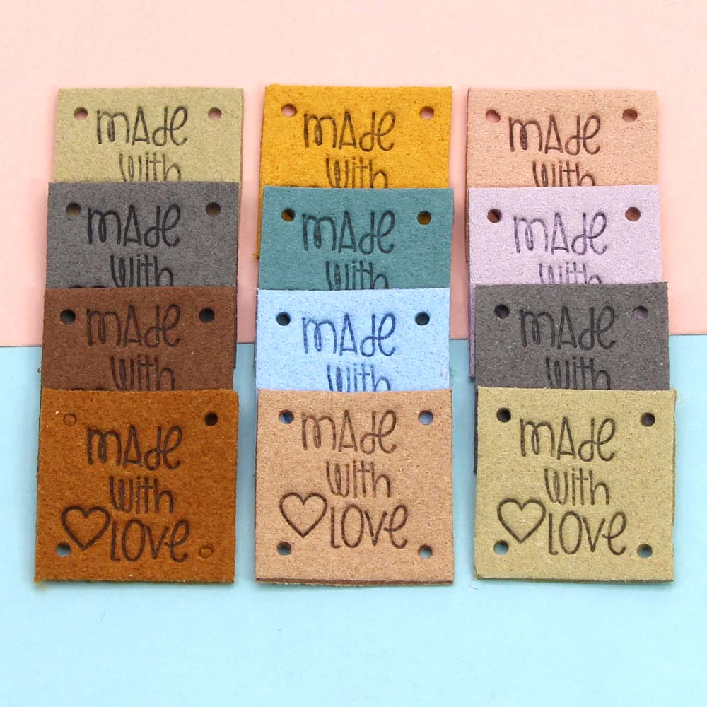 10 Kleuren Hart Handgemaakte Labels Vierkante Lede... – Grandado