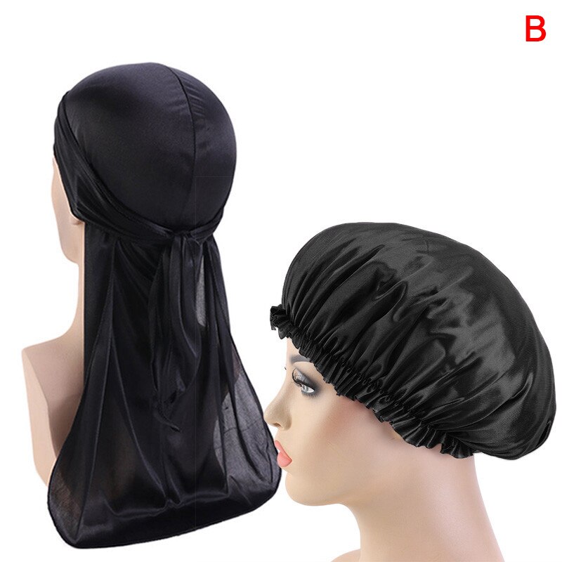 Unisex 2pcs/set Silky Durag Long Tail And Wide Str... – Grandado