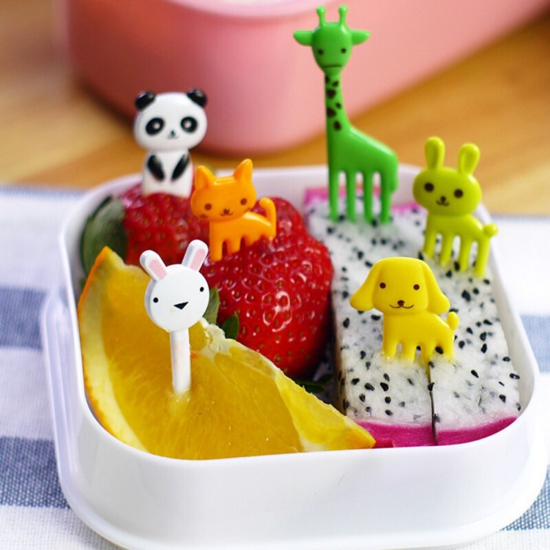 6Pcs Mini Animal Fork Fruit Picks Cute Cartoon Cat... – Grandado