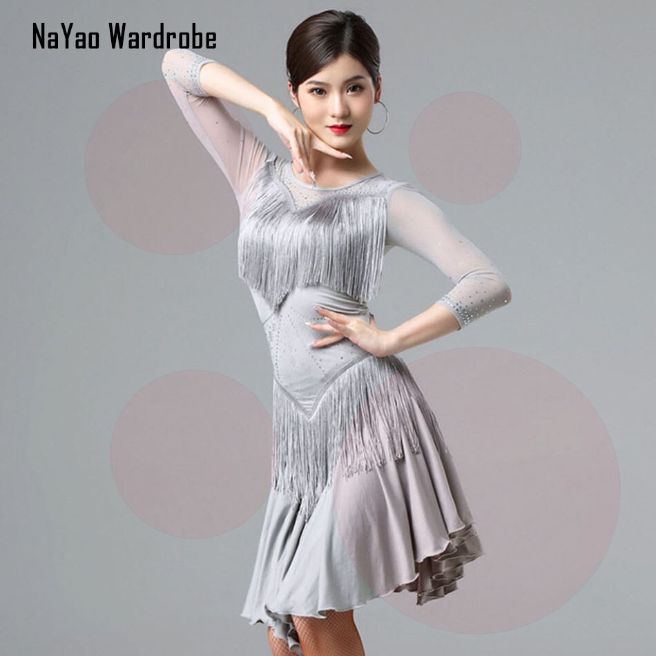 7012 Lotus Hem Tassel Latin Dance Dress Women Danc... – Vicedeal