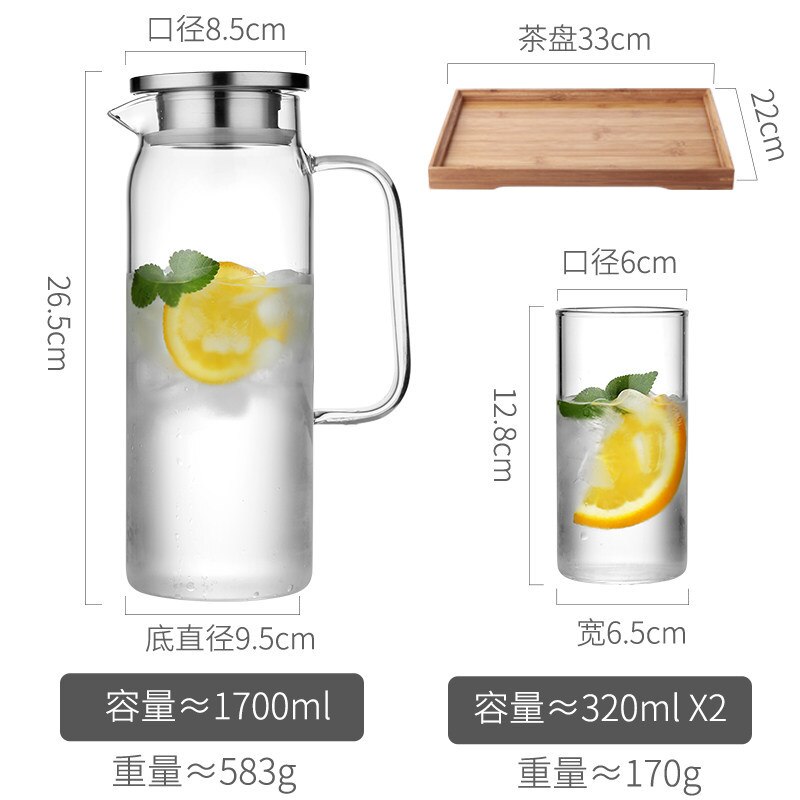 1-1.7LCold Glass Water Bottle Heat Resistant Water... – Grandado