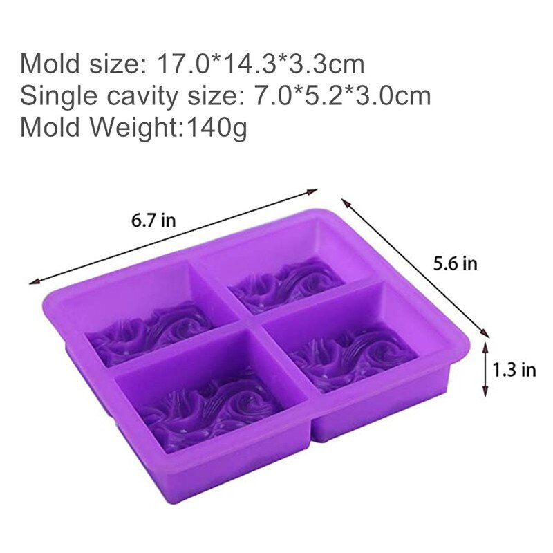 4 Cavity 3D Wave Emboss Aromatherapy Rectangular S... – Grandado