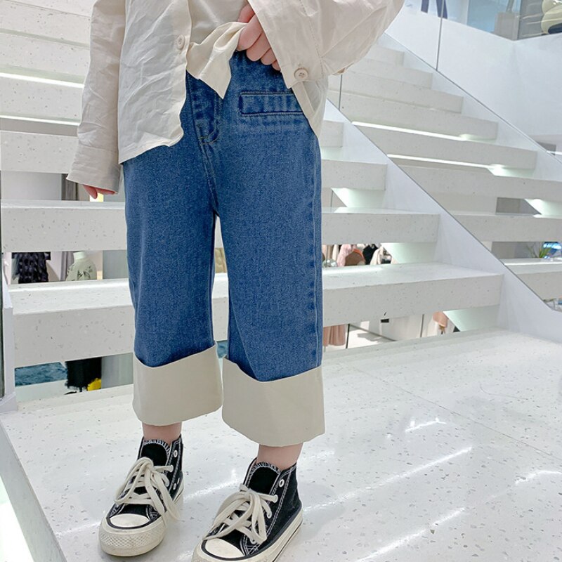 Pantalones vaqueros para niña, Pantalón recto de c... – Grandado