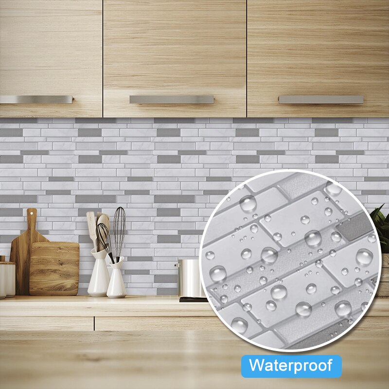 White Gray Marble Mosaic Shell and Stick Self Adhe... – Grandado