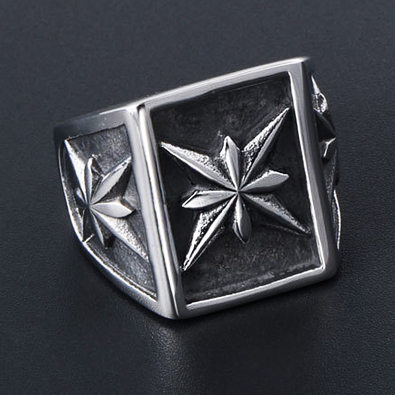 Vintage Polaris Star Signet Ring Men Geometry Stai... – Vicedeal