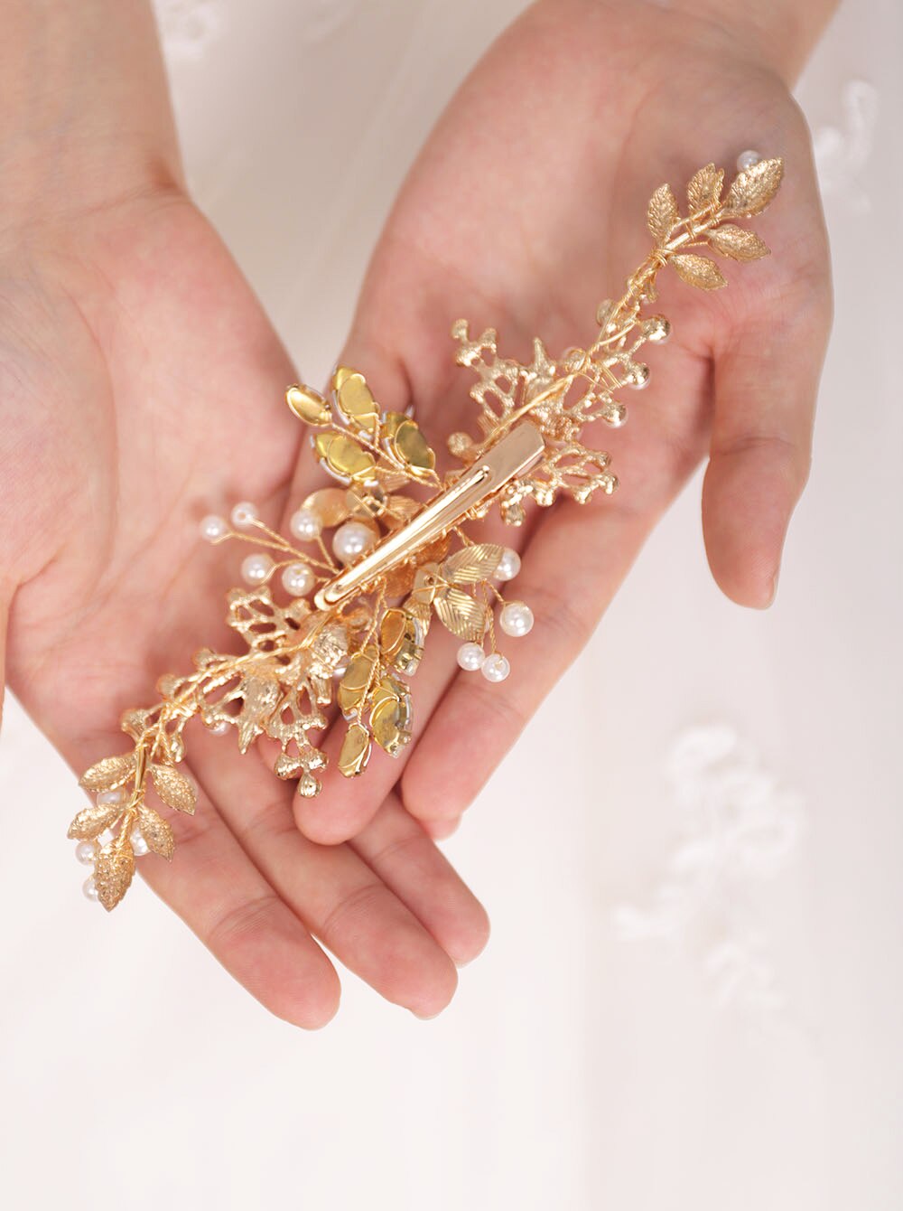 Noble Bloem Gouden Parel Crystal Rhinestones Fairy... – Grandado