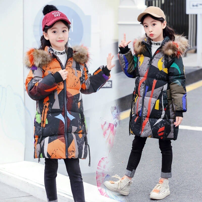 Girls Winter Coat Children Long Camouflage Padded ... – Grandado
