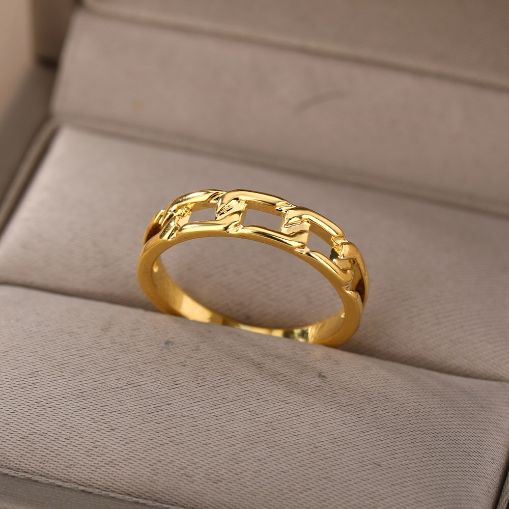 Simple Chain Rings For Women Men Gold Silver Color... – Grandado