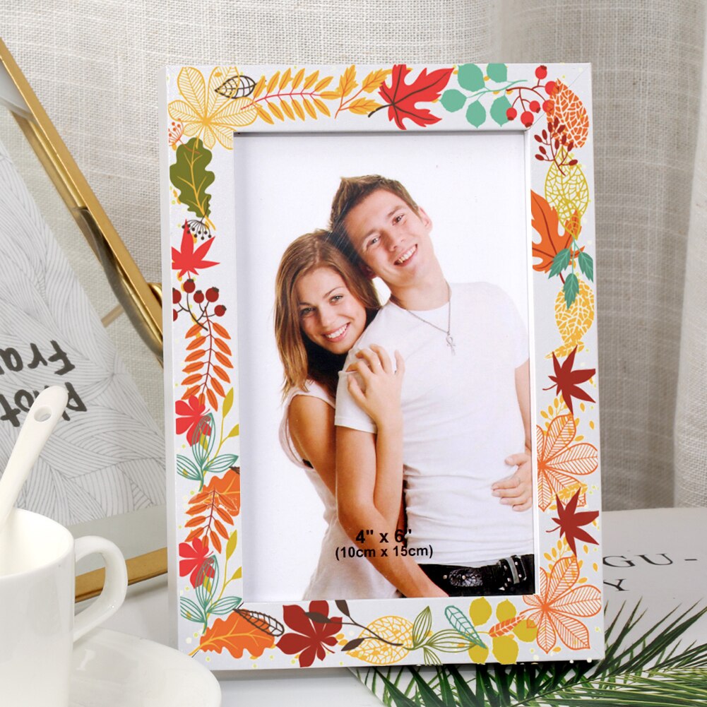 Colorful Leaves Pattern Wooden Photo Frame Table H... – Vicedeal