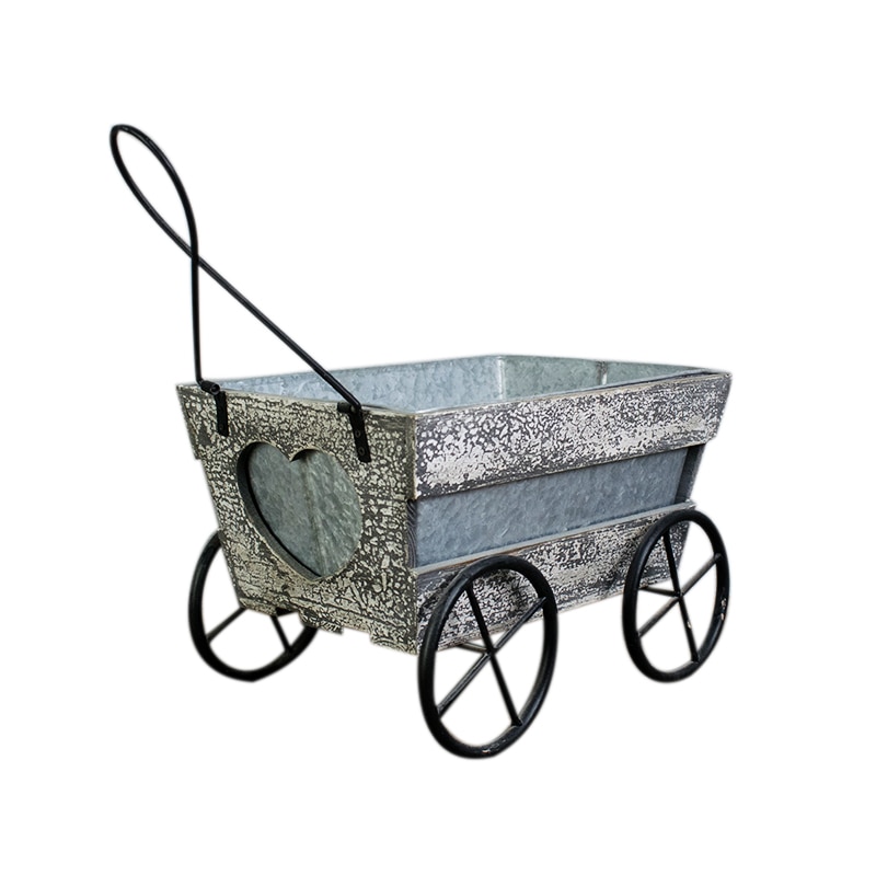 American Retro Tin Cart Flower Pot Garden Grocerie... – Grandado