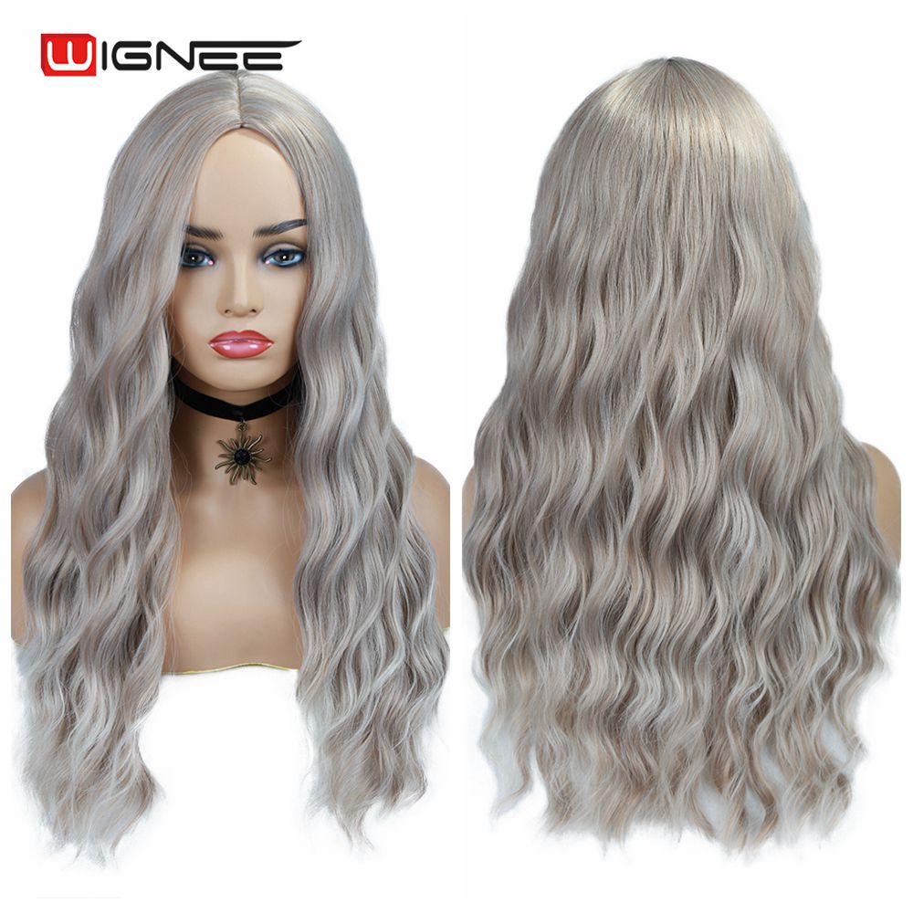 Wignee Ombre Long Wavy Grey Heat Resistant Synthet... – Grandado