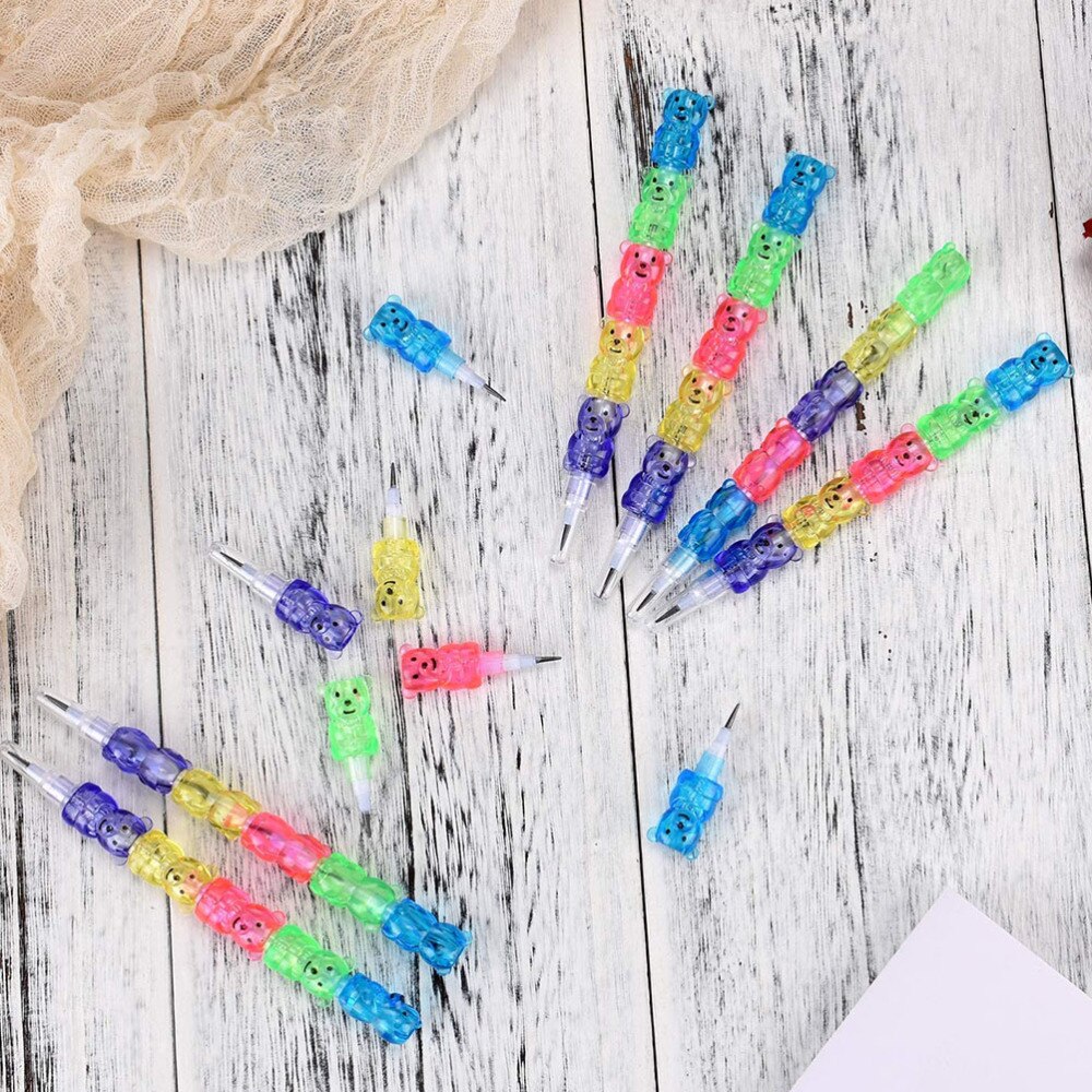 12pcs Stackable Plastic Bear Pencils Bear Shaped S... – Vicedeal