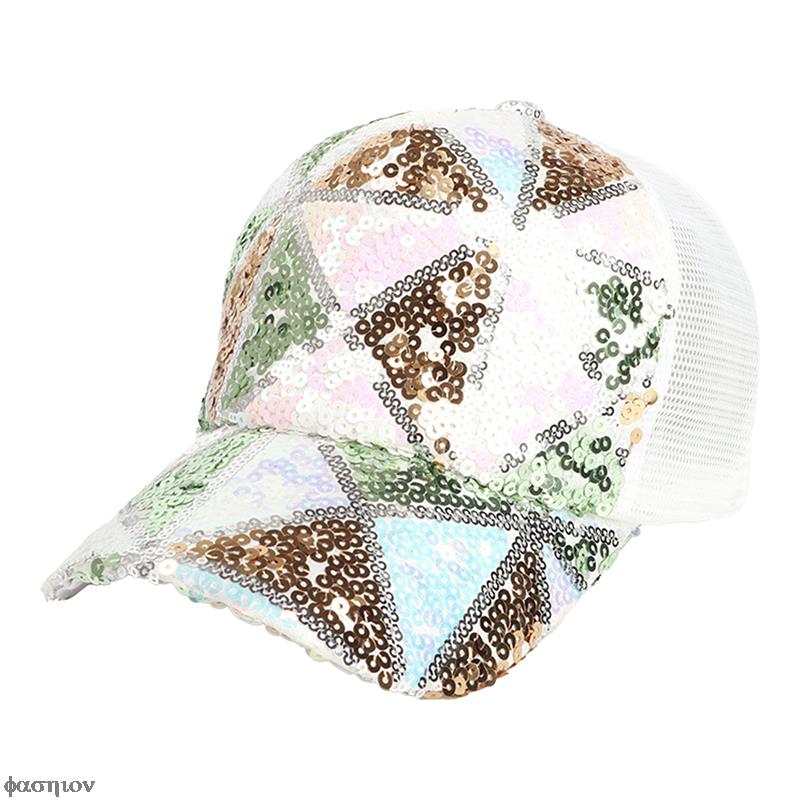Sequin Fluorescent Mesh Baseball Cap Back Open Pon... – Grandado